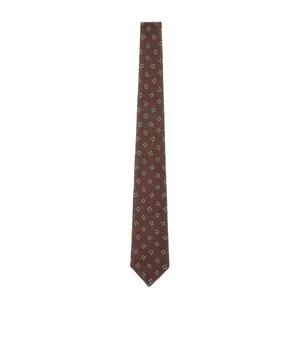 Kiton Micro Floral Seven-fold Tie - Brown