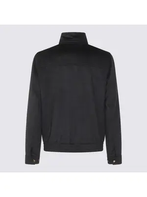 Brunello Cucinelli Zipper Beaver Cloth Bomber Jacket