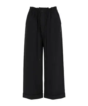 Y3 Drawstring Wide-leg Twill Pants - Black