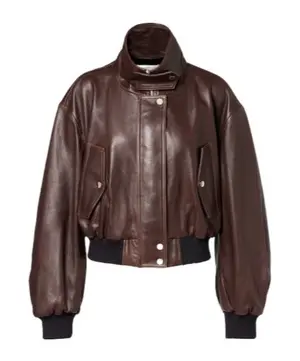 Nour Hammour Briar Leather Bomber Jacket - Black