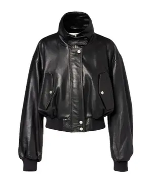 Nour Hammour Briar Leather Bomber Jacket - Black
