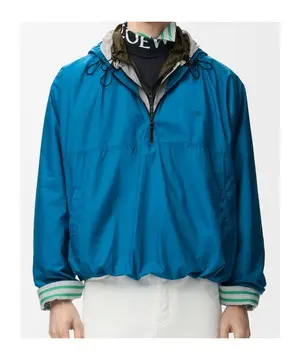 Loewe Anorak In Technical Shell With Double L Embroidery - Blue