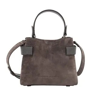 Brunello Cucinelli Suede Top-handle Shoulder Bag - Brown