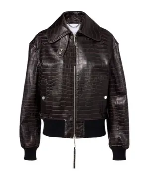 Rabanne Croc-effect Leather Blouson Jacket
