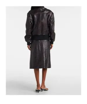 Rabanne Croc-effect Leather Blouson Jacket