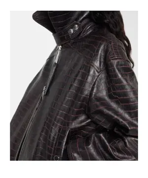 Rabanne Croc-effect Leather Blouson Jacket