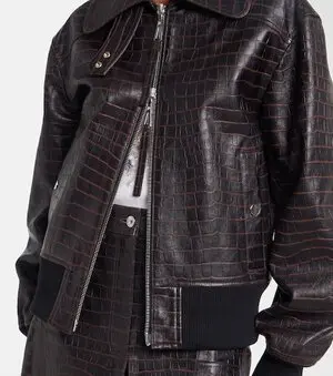 Rabanne Croc-effect Leather Blouson Jacket