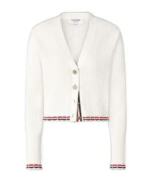 Thom Browne Pointelle Rib-stitch Cardigan - White