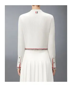 Thom Browne V-neck Rib-stitch Cardigan With Rwb Trim