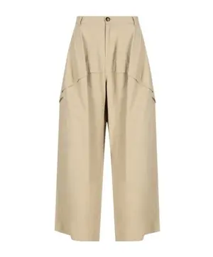 Loewe Logo Patch Wide Leg Pants - Light Brown