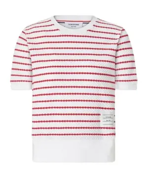 Thom Browne Striped Honeycomb-rib T-shirt