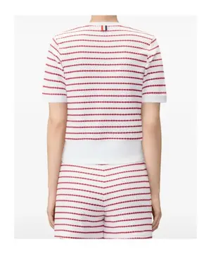 Thom Browne Striped Honeycomb-rib T-shirt