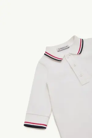 Moncler Tricolor-trimmed Cotton Piquet Baby Grow