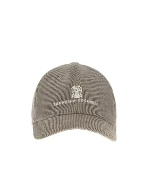 Brunello Cucinelli Corduroy Logo-embroidered Baseball Cap - Gray