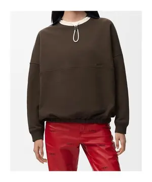 Loewe Embroidered Cotton Fleece Sweatshirt - Brown