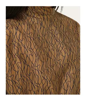 FERRAGAMO Silk Shirt With Side Knot Detail - Soybean/navy