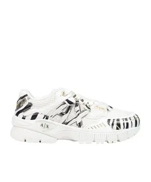Armani Exchange Round-toe Lace-up Sneakers - White