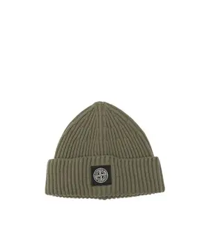 Stone Island Compass Patch Ribbed Beanie - Green