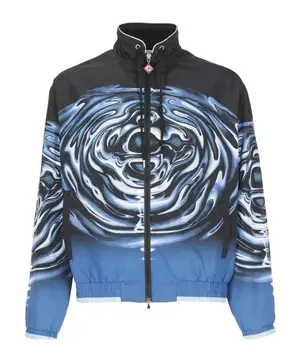 Casablanca Graphic Printed Zipped Drawstring Jacket - Blue