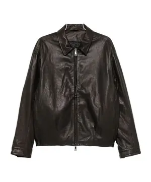 GIORGIO BRATO Long-sleeve Zip-up Leather Jacket - Black