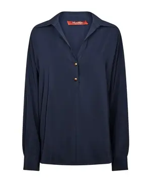 Max Mara Classic Collar Polo Top - Blue