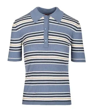 Max Mara Tallero Striped Knitted Polo Top