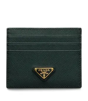 Prada Saffiano Leather Card Holder - Green