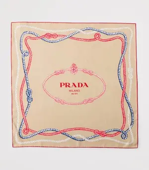 Prada Silk Twill Ropes Print Square Scarf