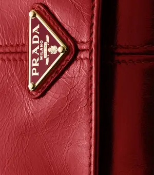 Prada Leather Wallet With Shoulder Strap - Red