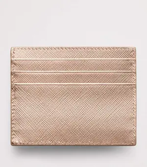 Prada Metallic Saffiano Leather Card Holder - Nude