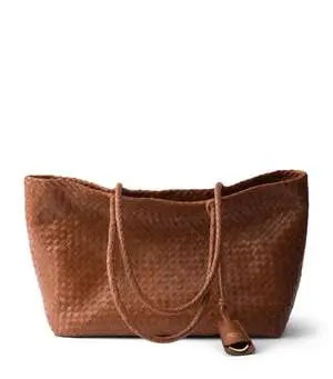 Prada Large Woven Leather Tote Bag
