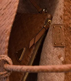 Prada Large Woven Leather Tote Bag