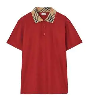 Burberry Cotton Check-collar Polo Shirt - Red