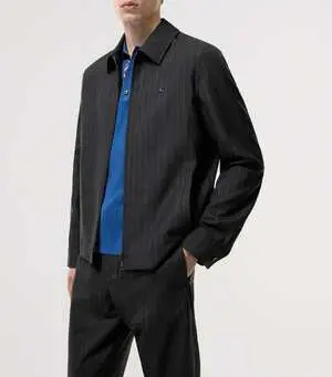 Burberry Bloomsbury Wool Pinstripe Harrington Jacket