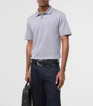 Burberry Cotton Metallic Ekd Polo Shirt - Grey