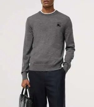 Burberry Wool Equestrian Knight Design Sweater - Grey