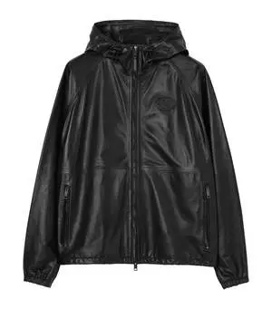 Burberry Clapton Leather Jacket With Hood - Black