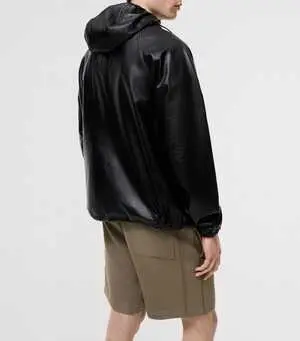 Burberry Clapton Leather Jacket With Hood - Black