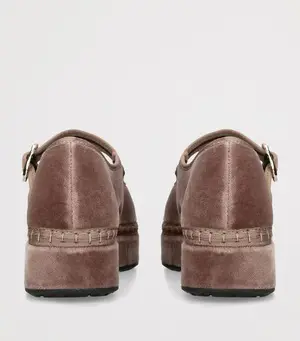 FLABELUS Velvet Double Alcmena Mary Janes - Brown
