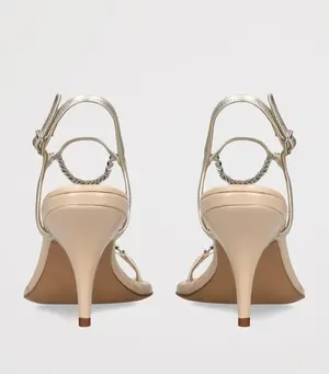 Chloé Metallic Leather Jewelled Heeled Sandals 80 - Beige