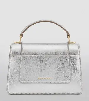 BVLGARI Mini Metallic Serpenti Forever Top-handle Bag - Silver