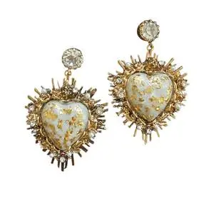 VSTYLE Florentine Sacred Heart Leaf Earrings - Gold