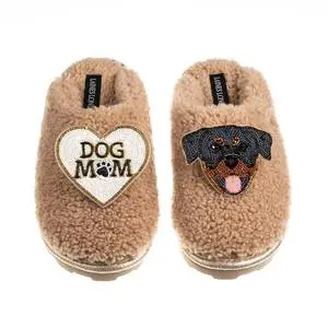 LAINES LONDON Embellished Teddy Towelling Slippers - Brown