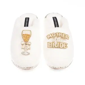 LAINES LONDON Embellished Closed Toe Slippers - White