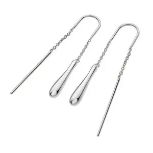 LUCY QUARTERMAINE Solid Sterling Feeder Drop Earrings With Bridge - Silver