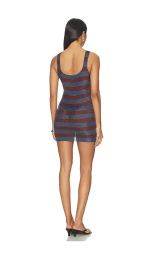 SEROYA Benni Metallic Knit Dress In Rust