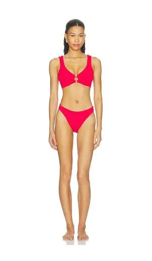 Hunza G Julia Bikini Set With Gold Hoop - Red