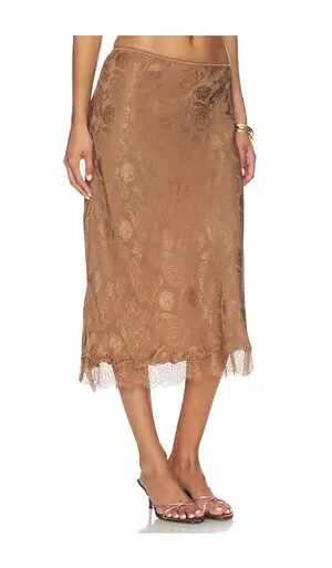Ronny Kobo Jacquard Lace Trim Skirt
