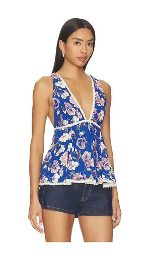Free People Rome Printed Tank In Navy