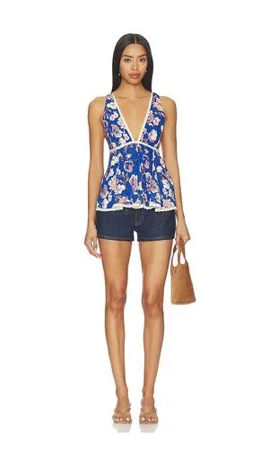 Free People Rome Printed Tank In Navy